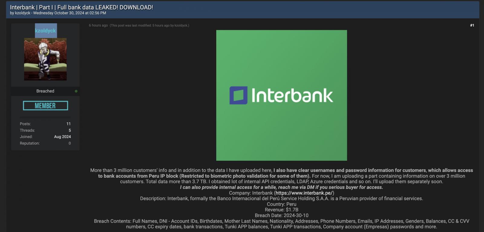 Interbank Confirms Data Breach Following Failed Extortion, Data Leak ... Interbank Confirms Data Breach Following Failed Extortion, Data Leak ...